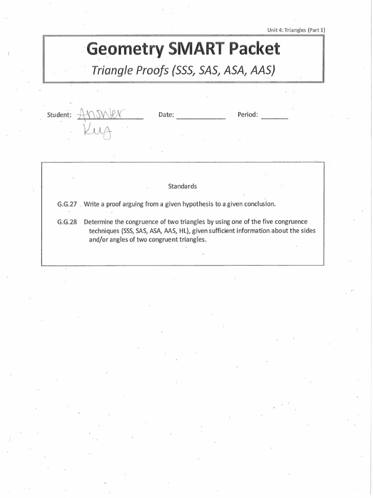 Geometry Smart Packet Answer Key | PDF