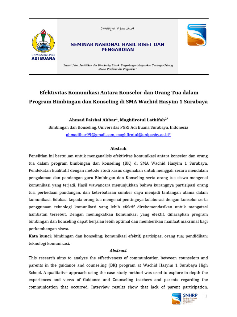 Ahmad Faishal Akbar - Efektivitas Komunikasi Antara Konselor Dan Orang ...