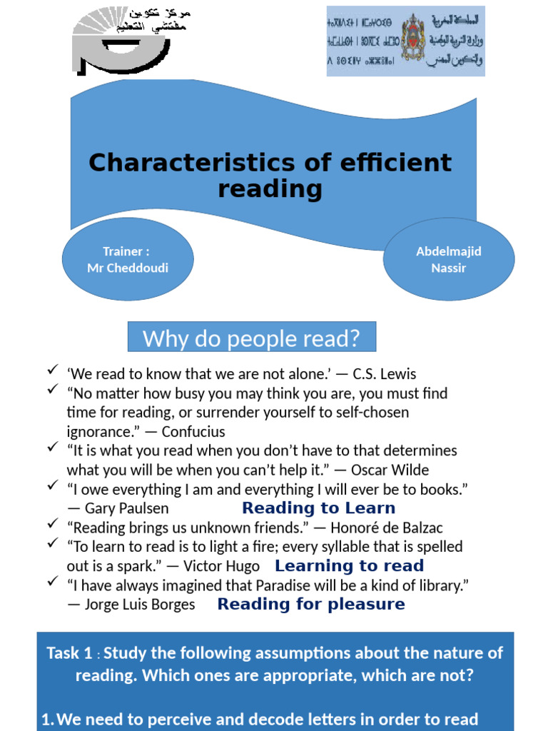 Characteristics of Efficient Reading | PDF