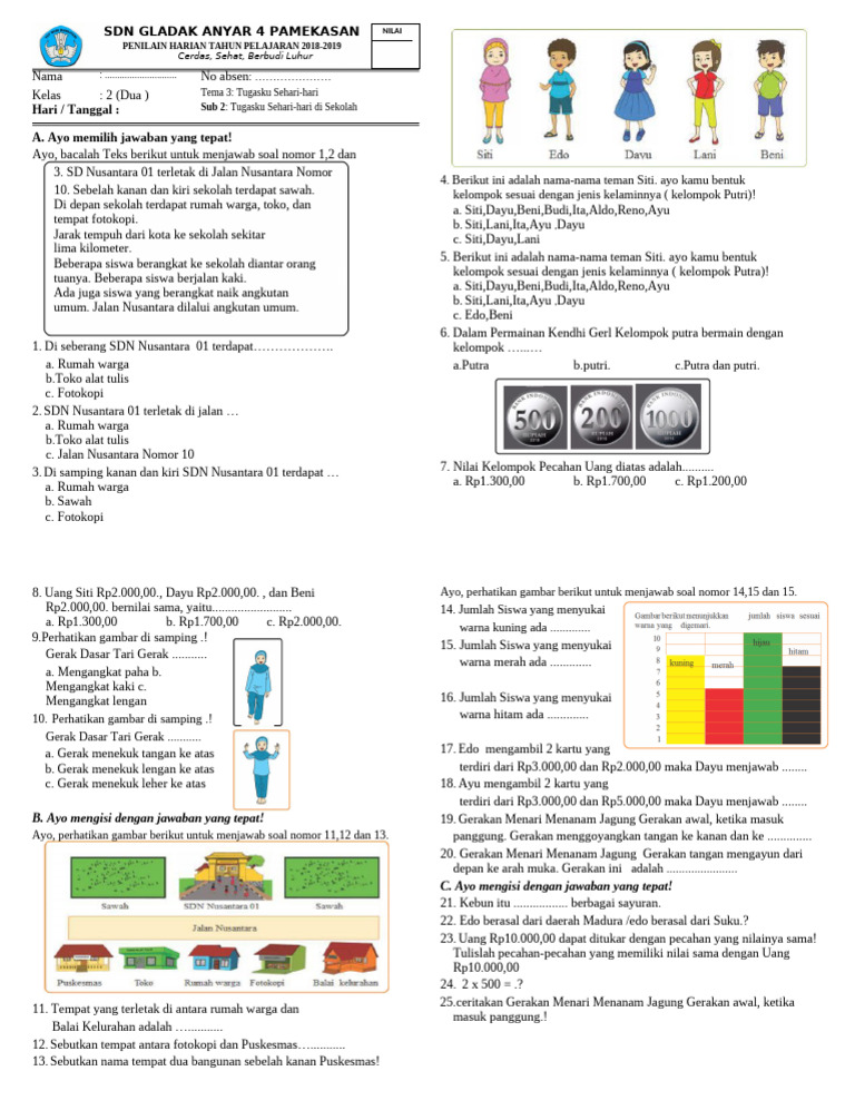 PENILAIAN_HARIAN _KELAS _2_tema_3.2 | PDF