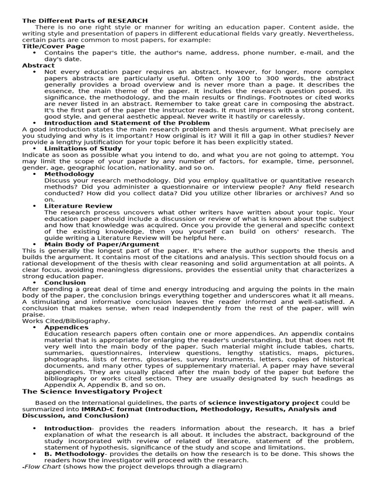 The-Different-Parts-of-RESEARCH-Lecture | PDF