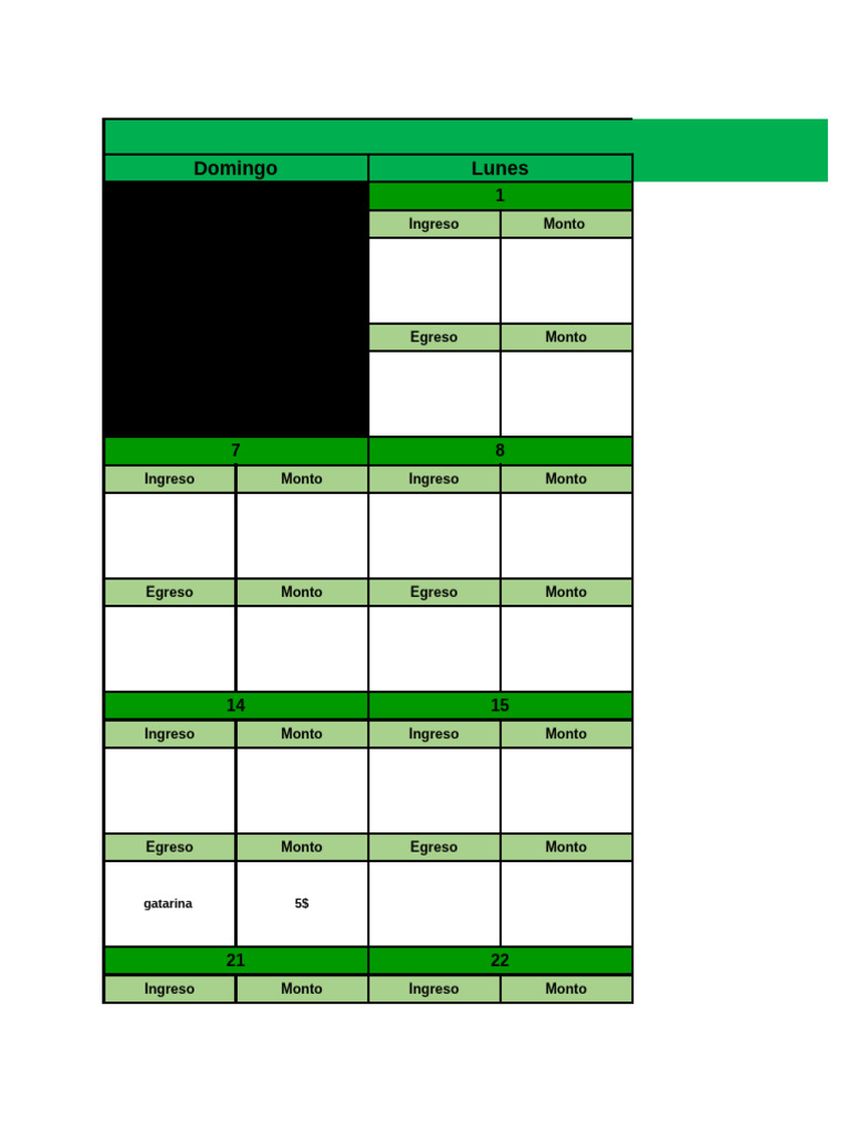 modelo de control de gastos | PDF