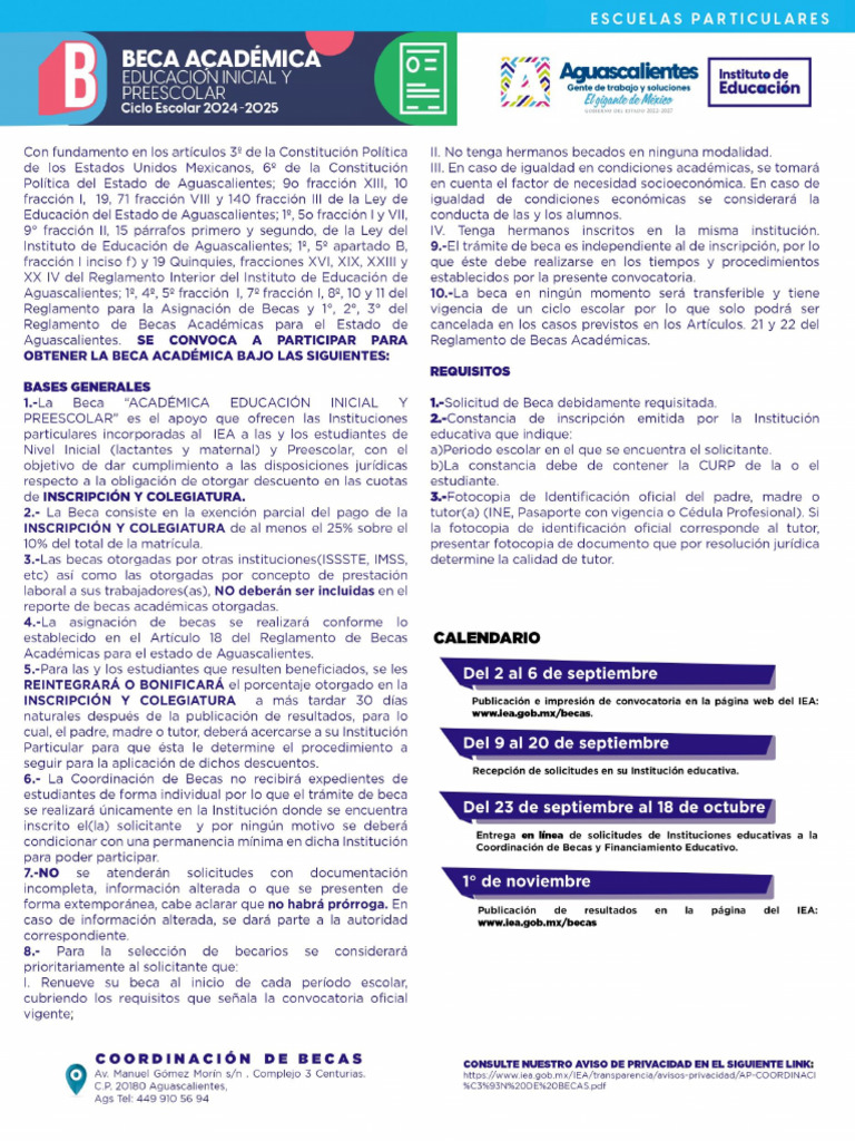 CVT-Beca Académica - Educación Inicial y Preescolar (Ciclo Escolar 2024-2025) | PDF