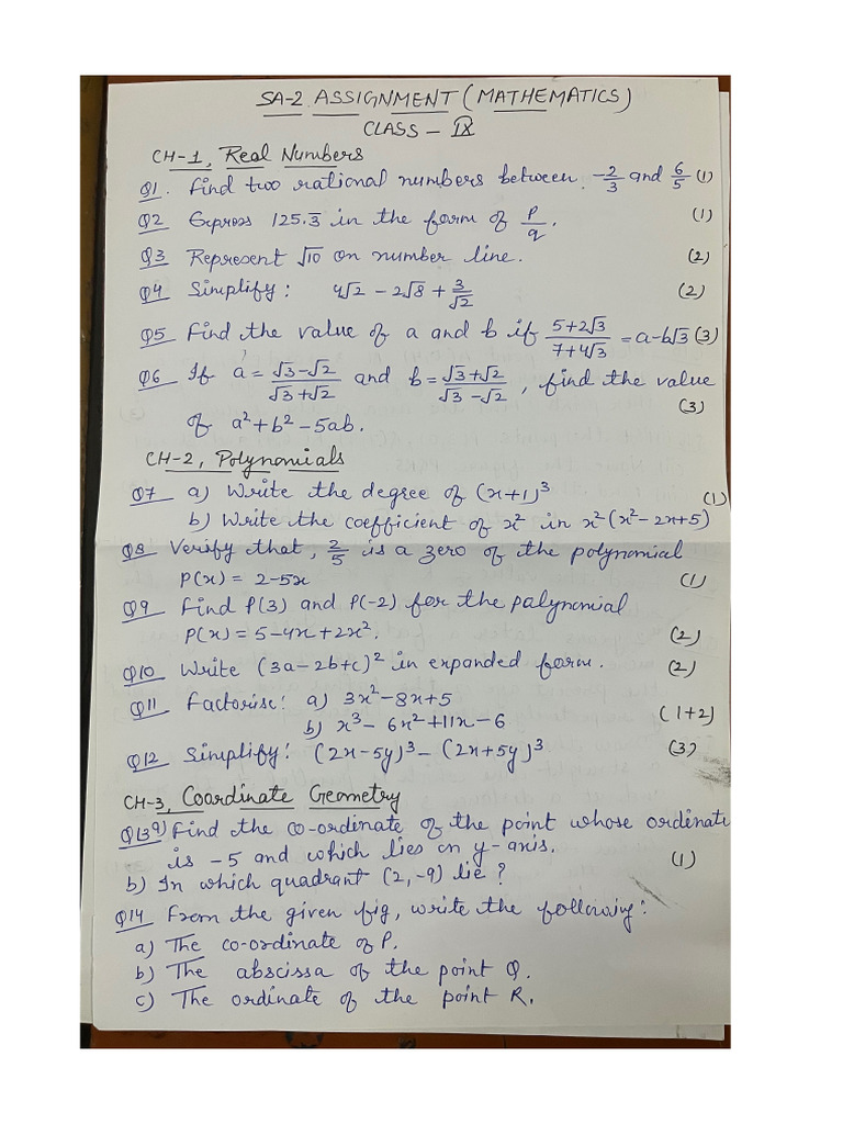 Maths assignment for class 10 students | PDF