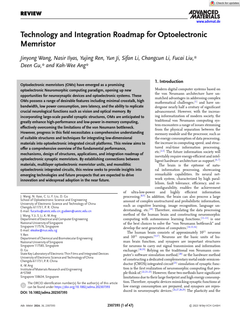 Advanced Materials - 2023 - Wang - Technology and Integration Roadmap For Optoelectronic ...