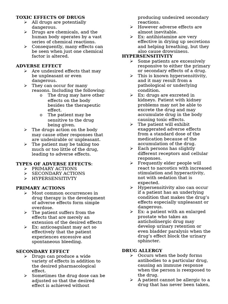 Toxic Effects of Drugs | PDF