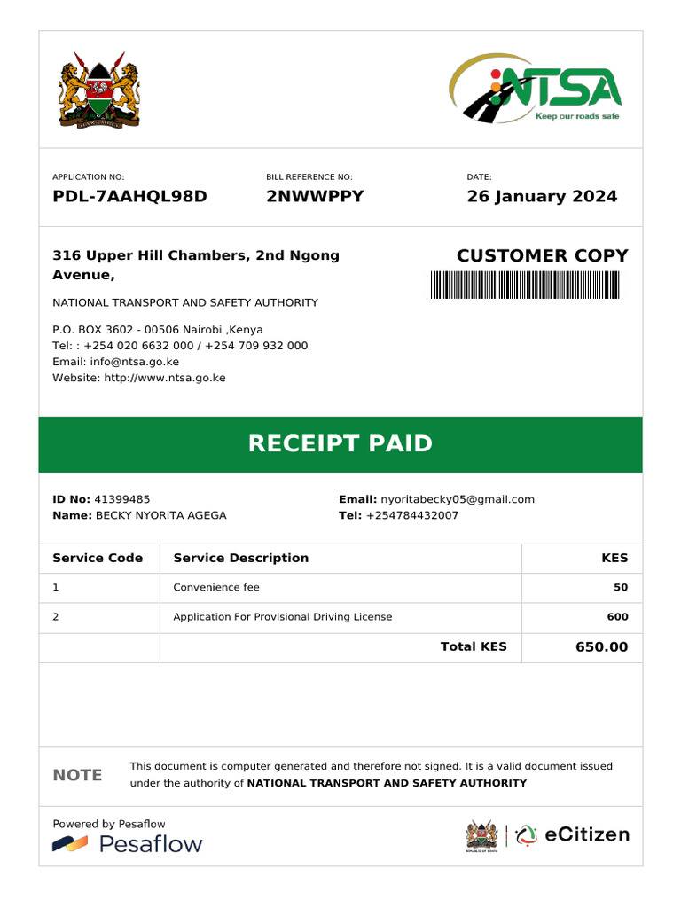 PDL 7aahql98d Receipt | PDF | Civil Law (Common Law)