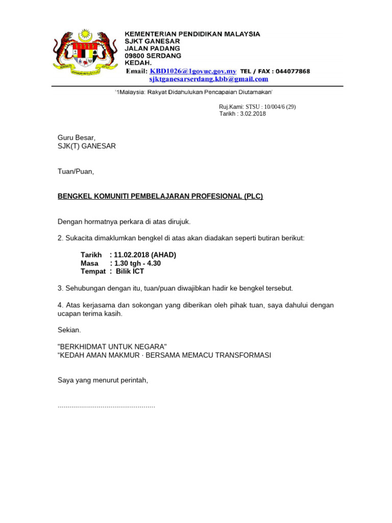 Contoh Surat 1 - LDP | PDF