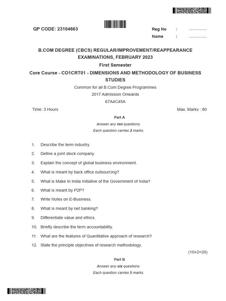 QP CODE: 23104663: Reg No: Name | PDF