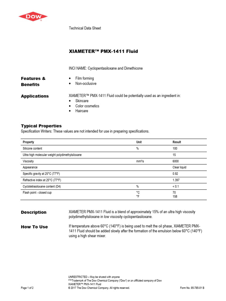 Xiameter PMX 1411 | PDF