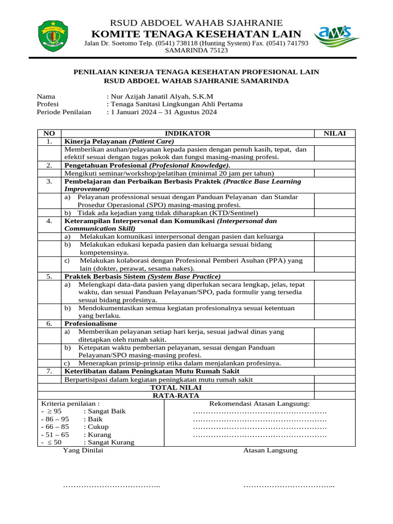 Penilaian Kinerja (Oppe) | PDF