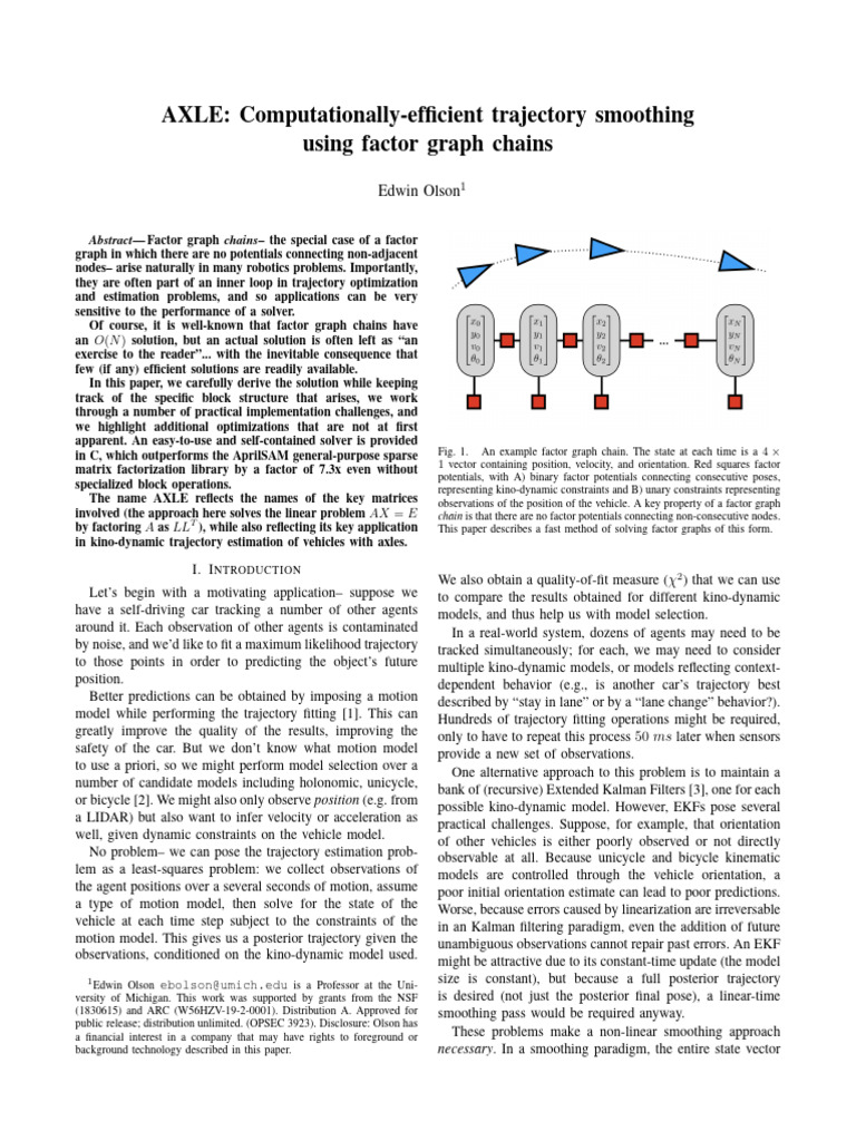 AXLE - Computationally-Efficient Trajectory Smoothing Using Factor Graph Chains | PDF