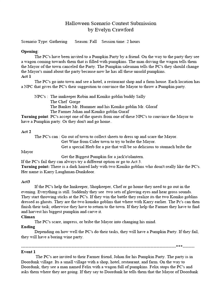 Evelyn Halloween Scenario | PDF