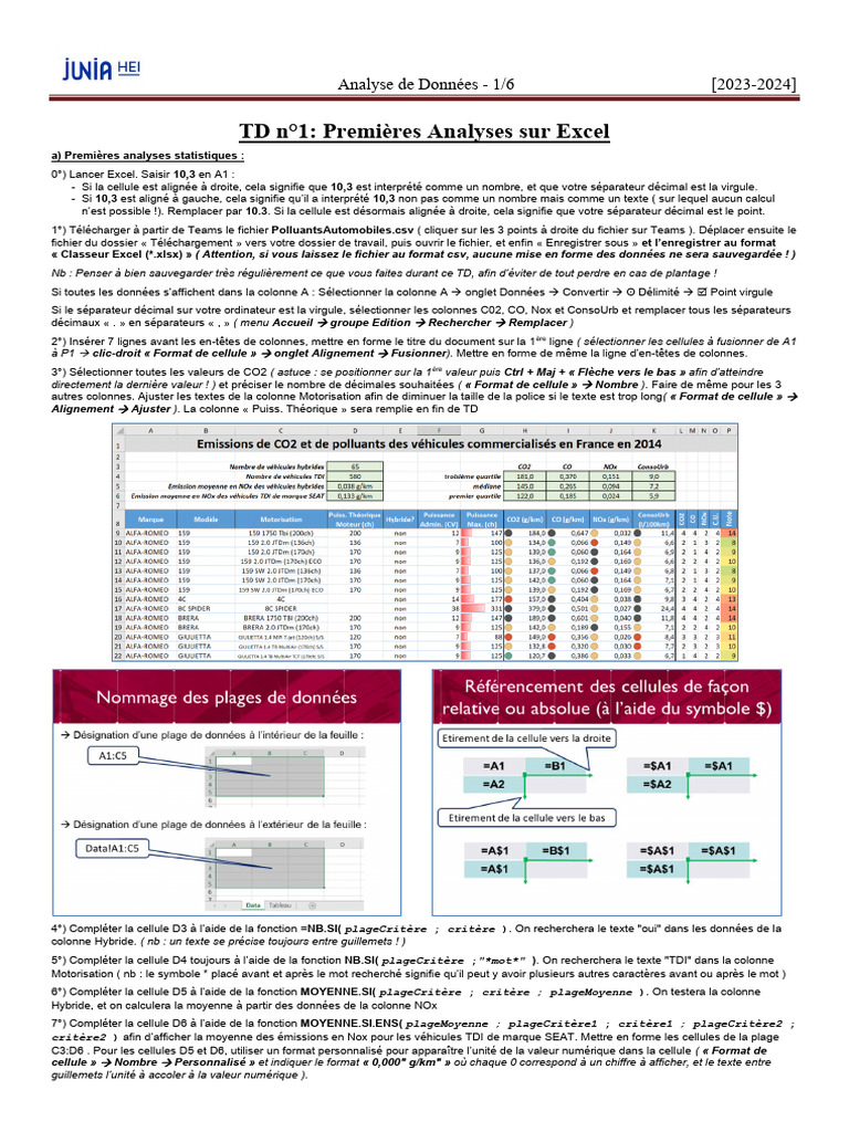 Analyse de Données - TD1 | PDF