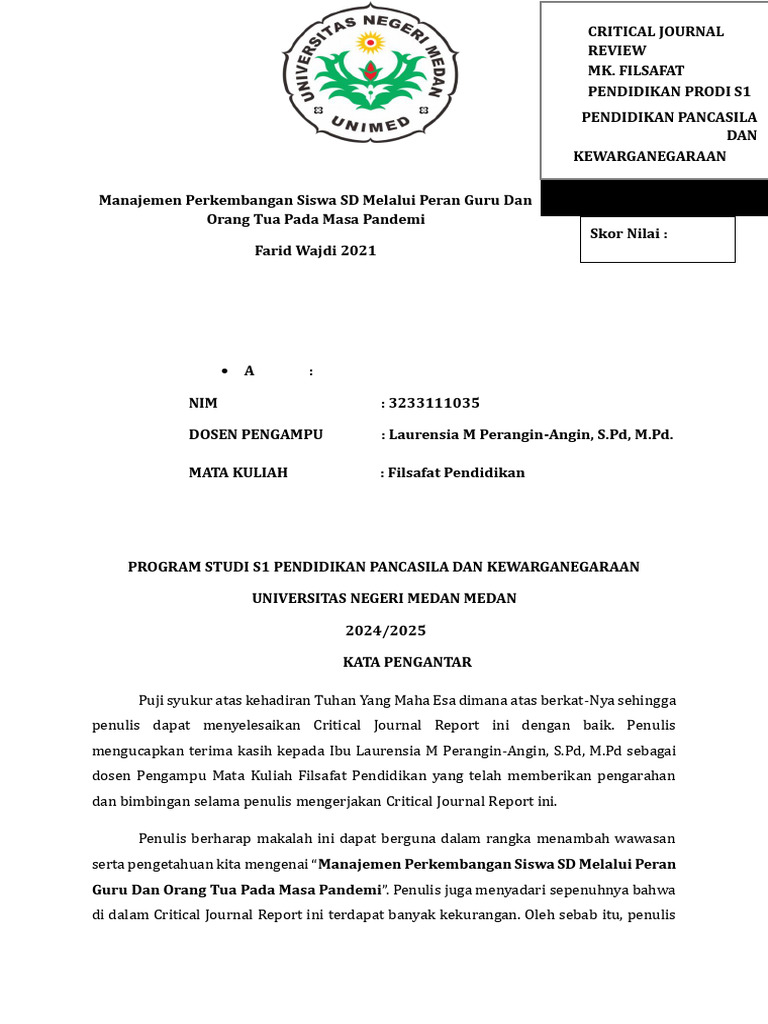 CJR Filsafat Pendidikan 1 | PDF