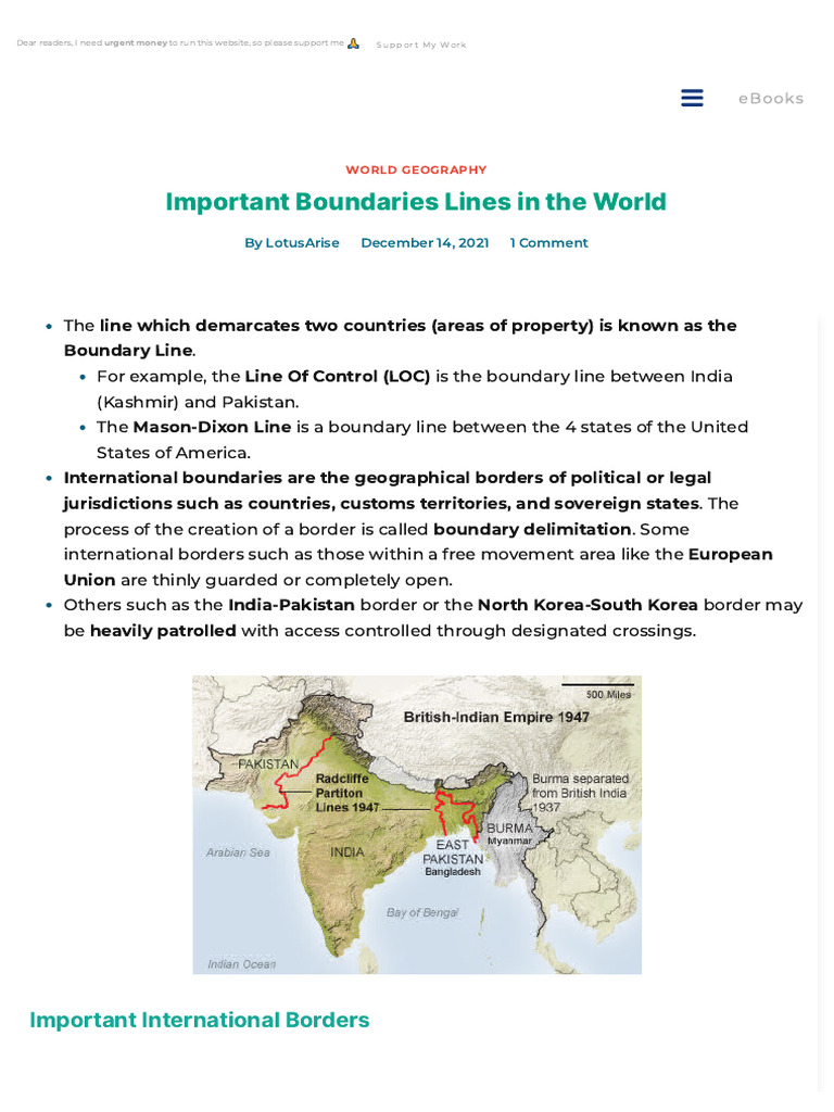 Important Boundaries Lines In The World | PDF