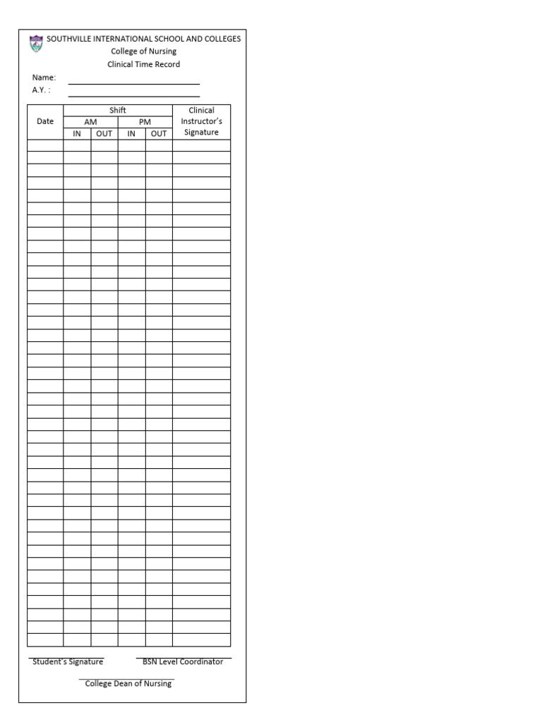 Clinical Time Record (1) - CTR Form | PDF