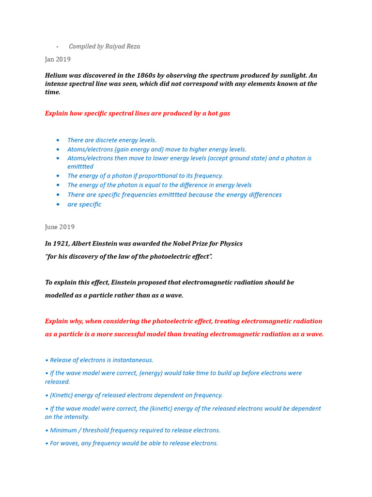 Edexcel AS Physics Unit 2 All 6 Marks Questions | PDF