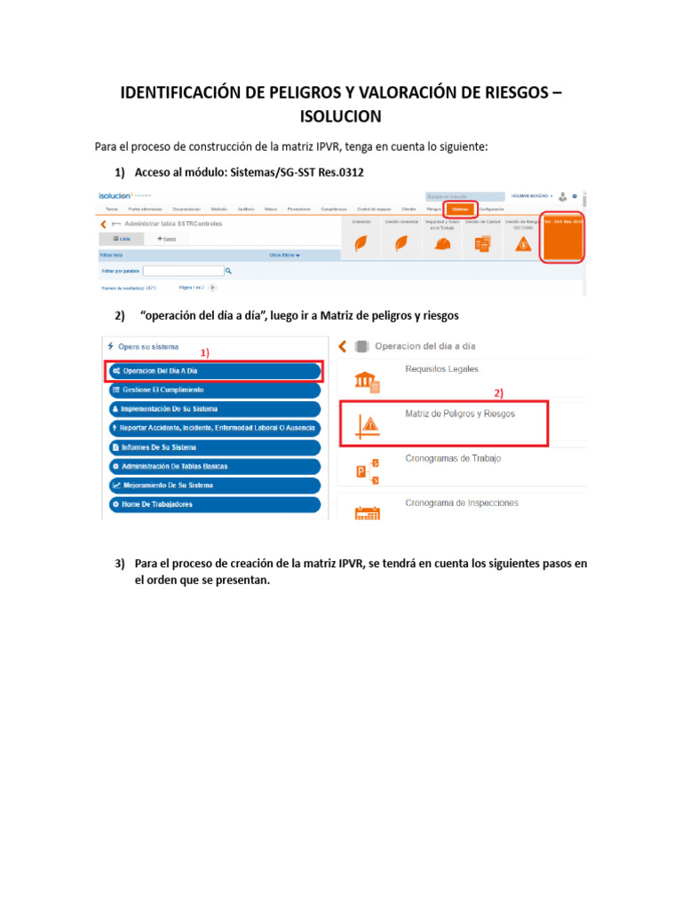 Identificación de Peligros y Valoración de Riesgos - Isolucion | PDF