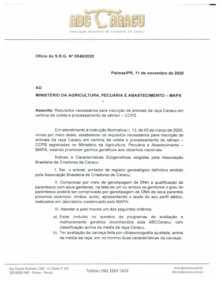 Oficio 48 2020 MAPA | PDF