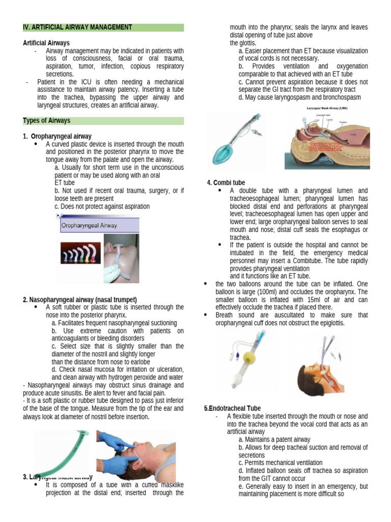 Artificial Airway Management | PDF