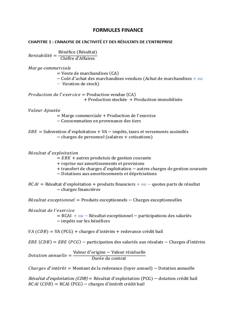 Formules Finance | PDF
