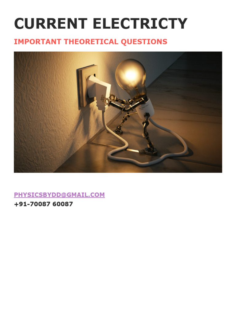 CURRENT ELECTRICITY - Important Theoretical Questions | PDF CURRENT ELECTRICITY - Important Theoretical Questions | PDF