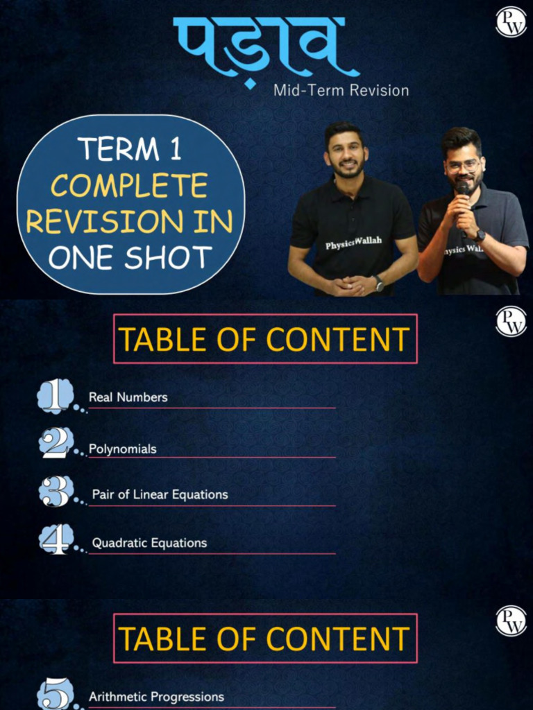 COMPLETE MATHS Class 10th Term 1 (Part 1) - Classnotes | PDF