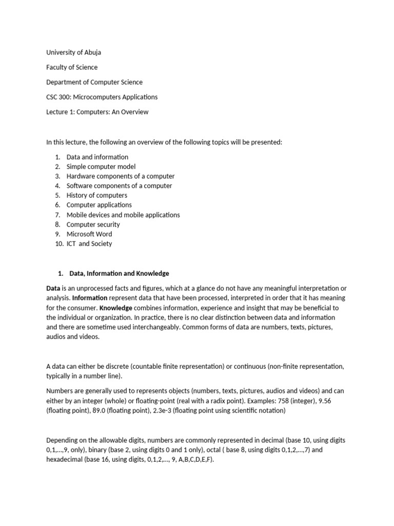 CSC300 Lecture Notes | PDF