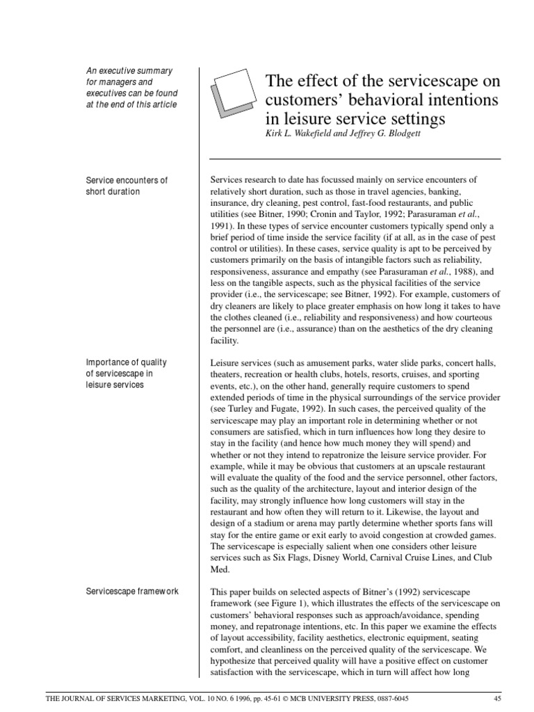 The Effect of The Services Cape On Customers Behavioral Intentions in ...