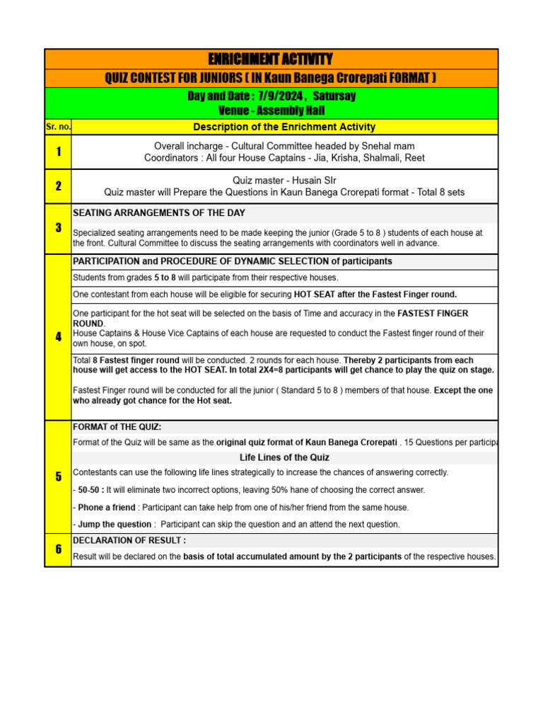 General Quiz KBC Format - 07-09-24 | PDF