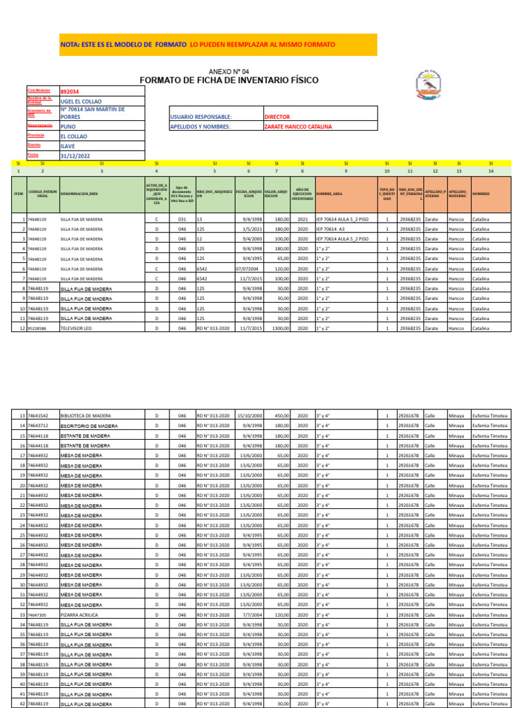 FORMATO INVENTARIO - 2022.xlsm - Inventario 2022 | PDF
