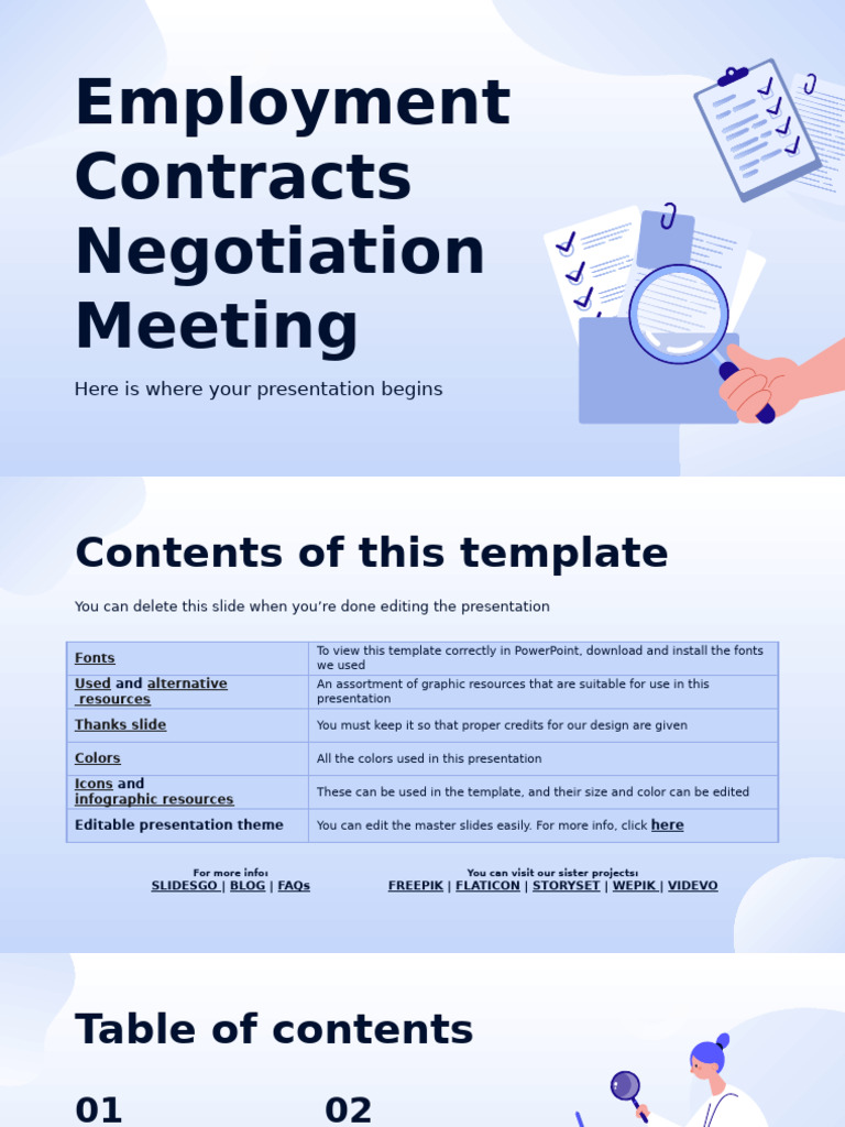 Employment Contracts Negotiation Meeting by Slidesgo | PDF