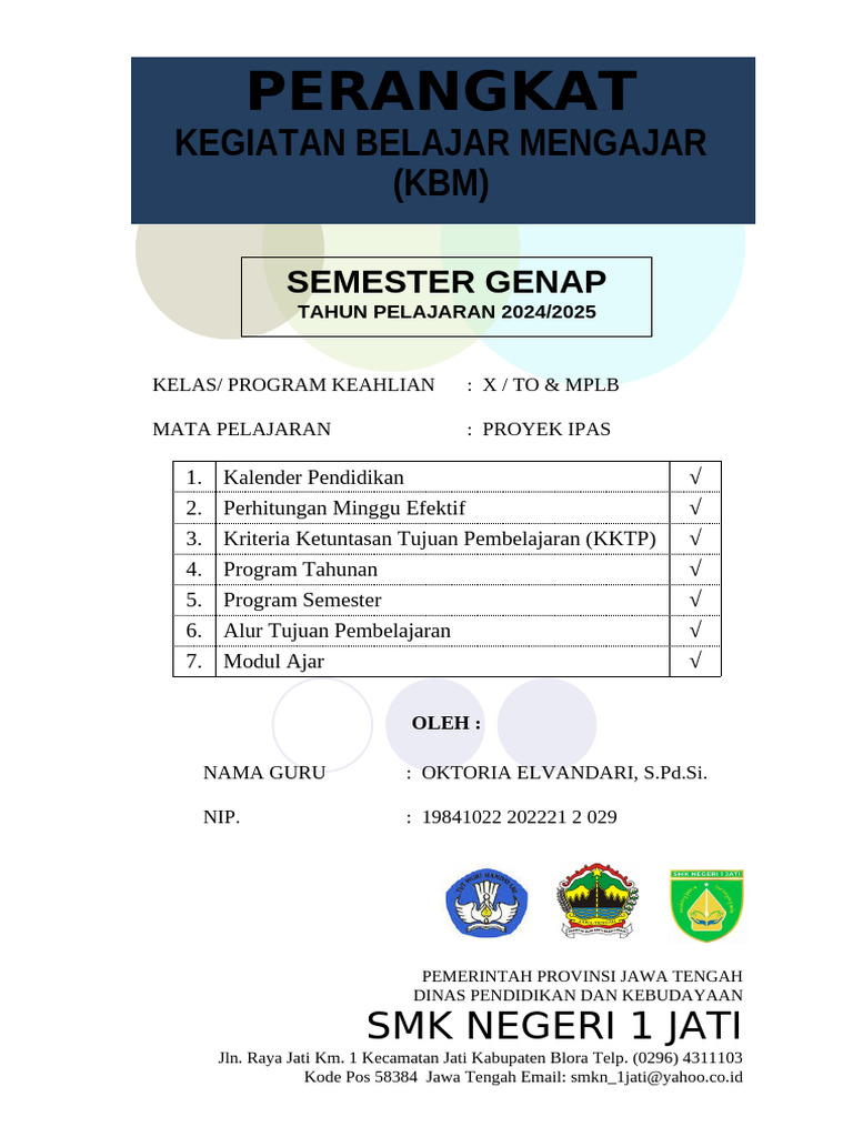 Cover Perangkat KBM Genap 2024-2025 Kur Merdeka - PIPAS Elva | PDF