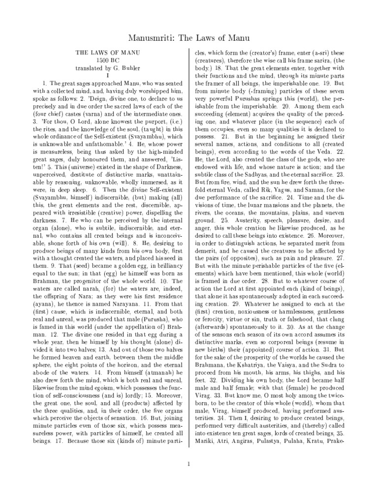 The Laws of Manu | PDF
