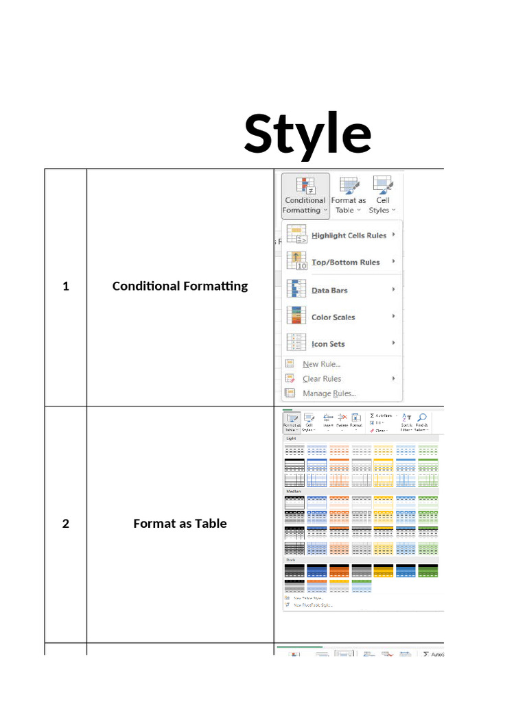 Cell Styles and Conditional Formatting | PDF | Edible Fruits | Sports ...