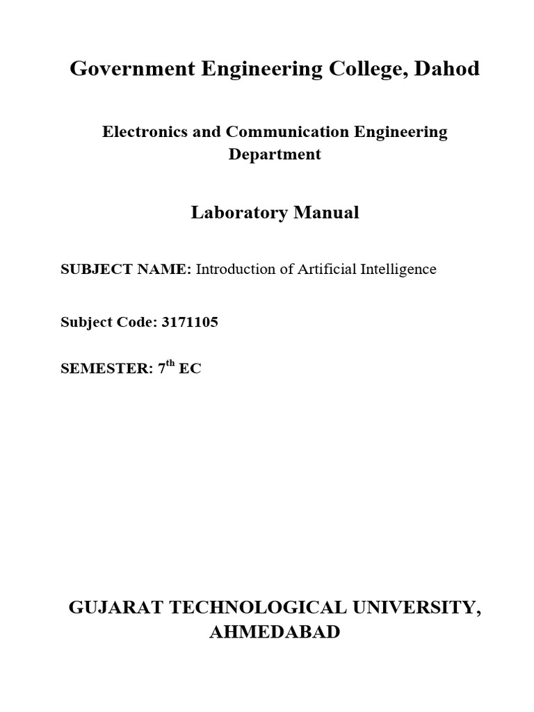 AI Lab Manual Final | PDF