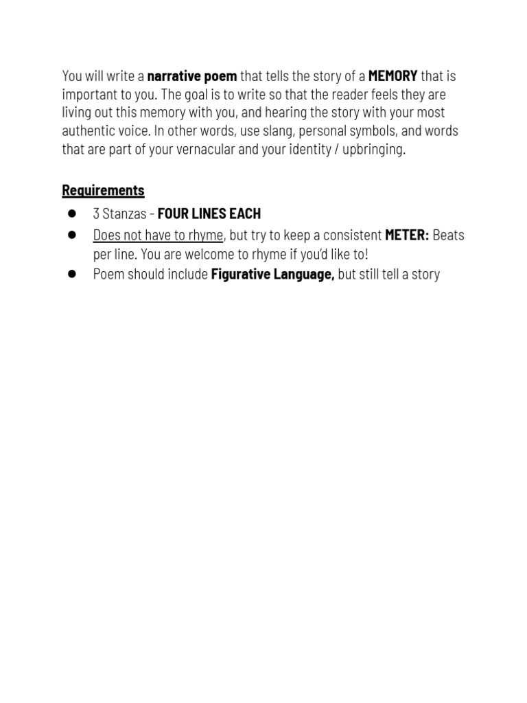 (Template) Narrative Poem | PDF