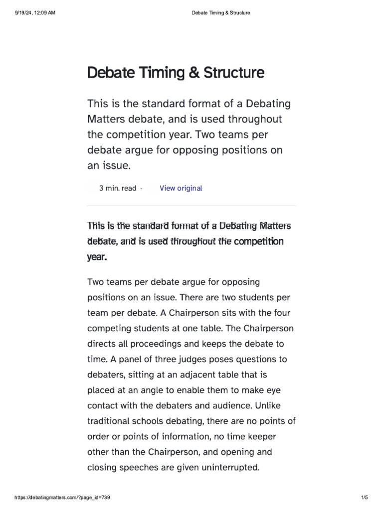 Debate Timing & Structure | PDF