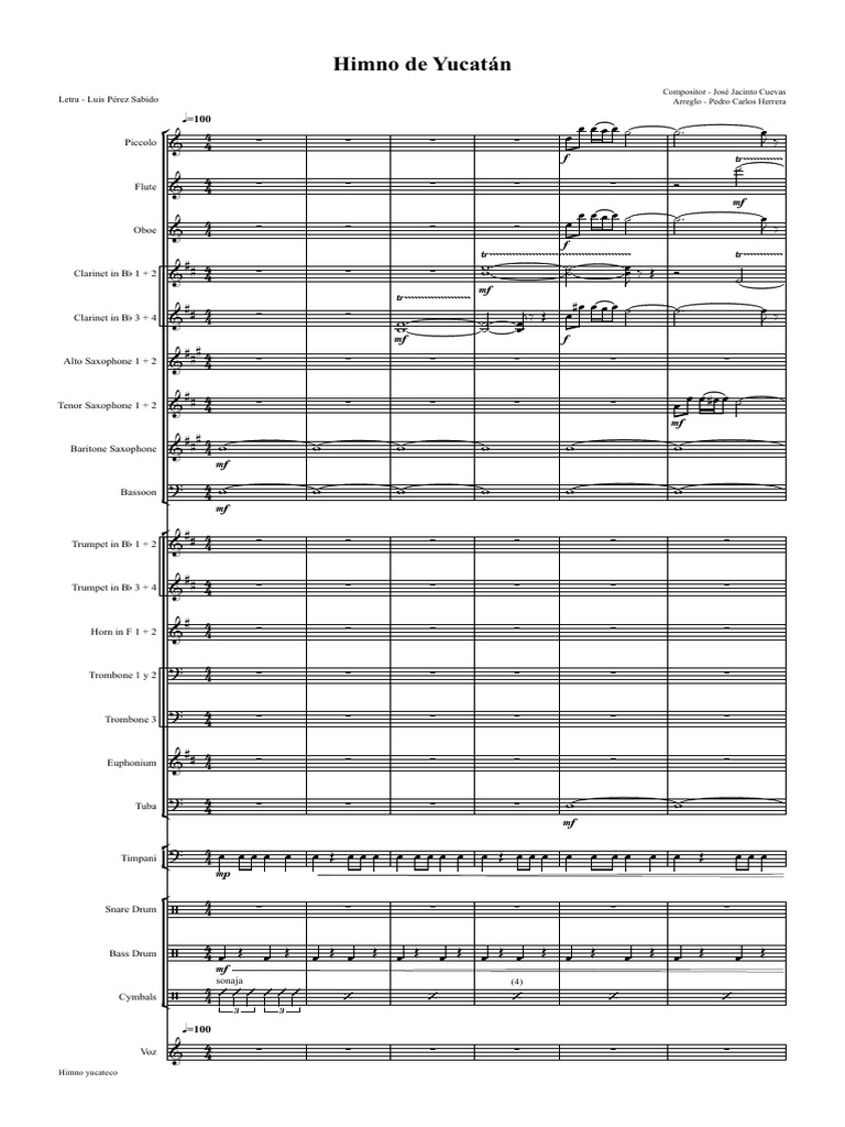 Himno de Yucatán-Banda Del Estado - Full Score | PDF