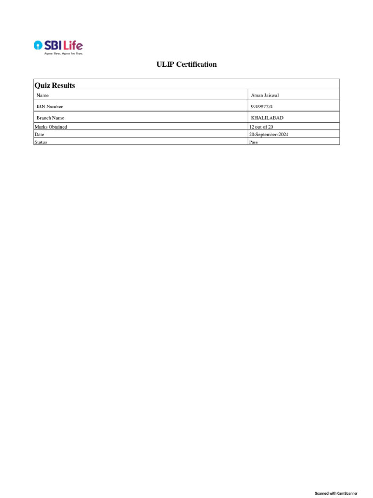 ULIP Certificate | PDF
