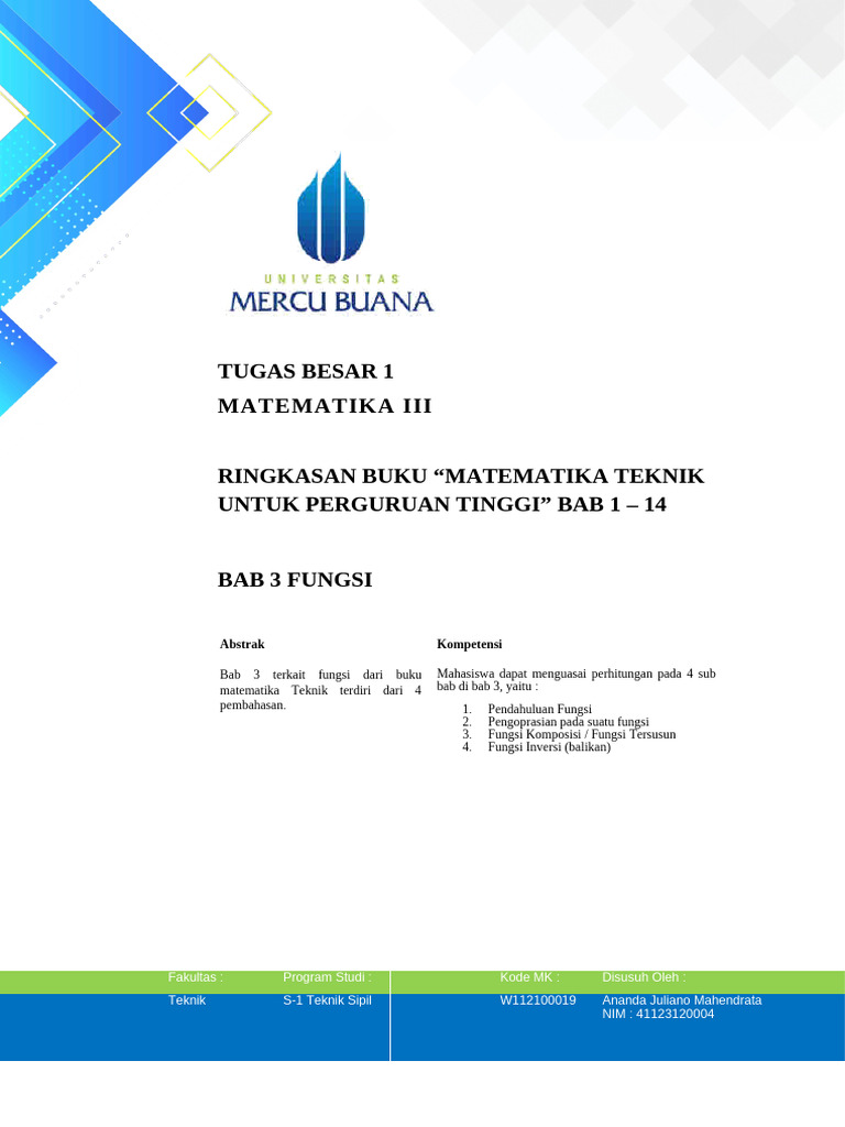 MTK-3 - TB Individu - 3. Bab 3 Fungsi | PDF