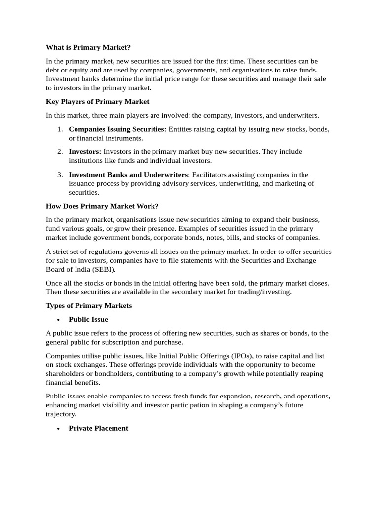 What Is Primary Market | PDF