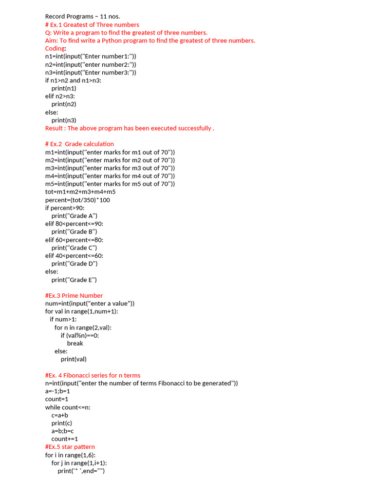 Program List For Practicals | PDF
