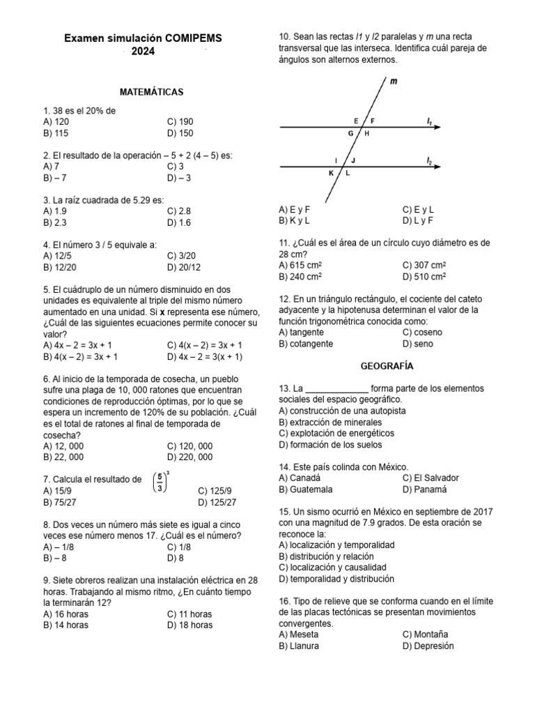 Examen Comipems | PDF