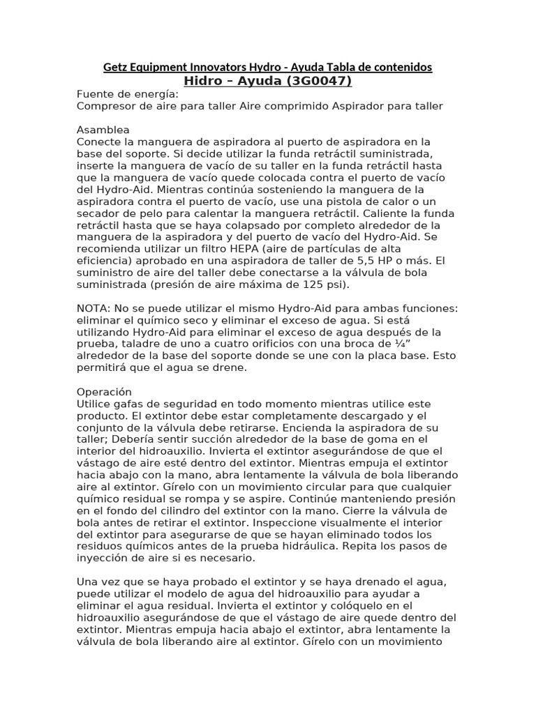 Getz Equipment Innovators Hydro | PDF