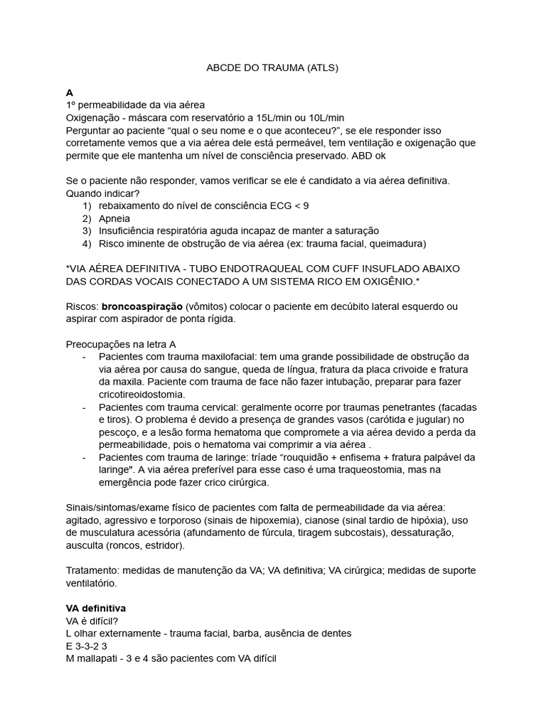 ABCDE DO TRAUMA (ATLS) | PDF