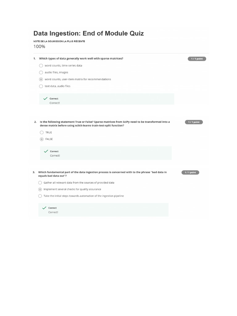 Data Ingestion End of Module Quiz | PDF