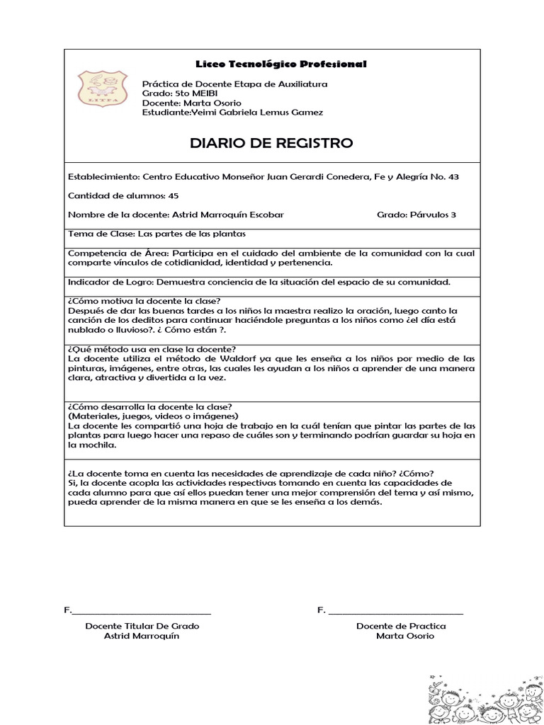 Diarios de registro y observación | PDF