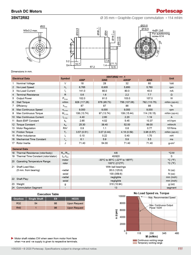 Portescap 35NT Datasheet | PDF